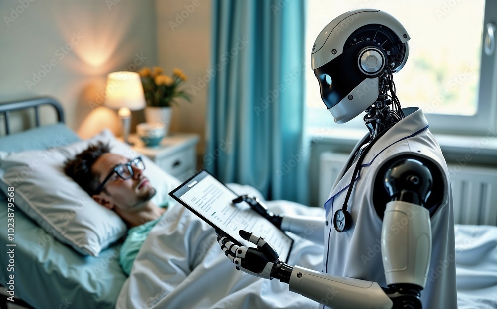 robot, ai, doctor, nurse, patient, diagnose, hospital, chart, treatment ...