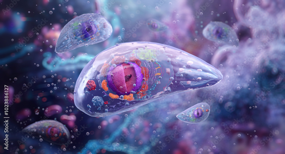 A microscopic image of Toxoplasma gondii, a parasitic protozoan ...