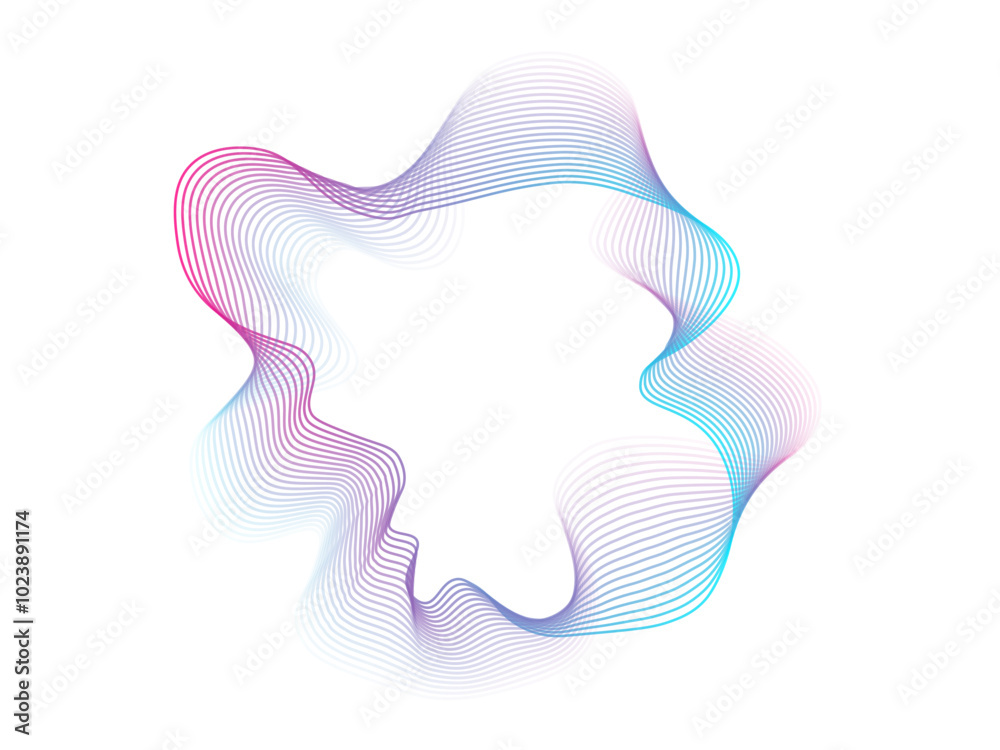 Collection of colorful neon round sound waves. Sound curve, radio frequency spectrum lines for ...