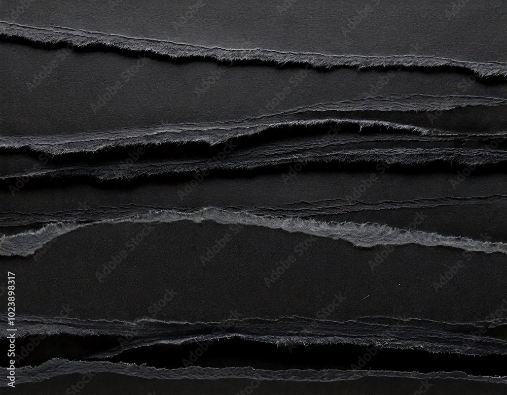 layers of torn black paper, creating an interesting and textured visual ...