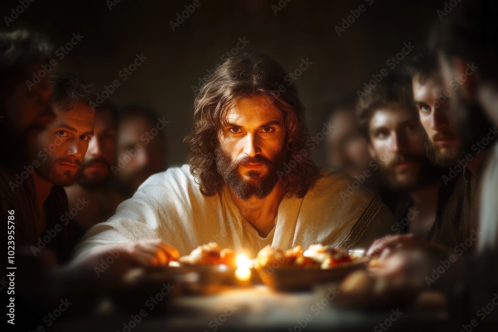 Biblical depiction: The Last Supper with Jesus Christ, illustrating a ...