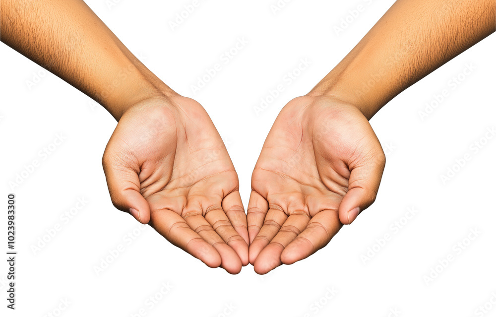 This image depicts two human hands cupped together, palms facing upward ...