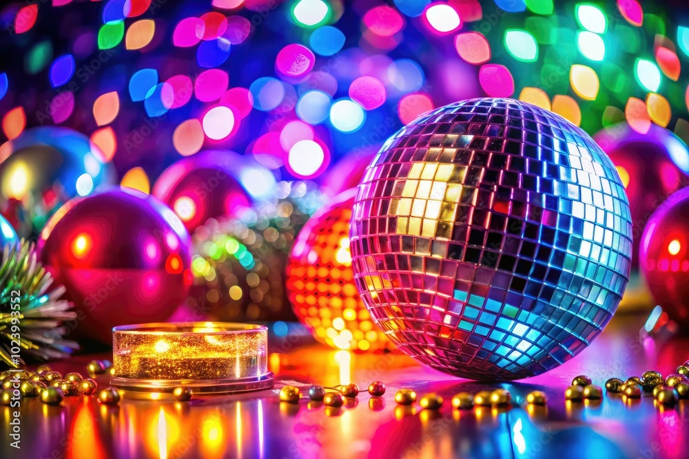 This energetic 1980s party scene showcases vibrant decorations, a ...