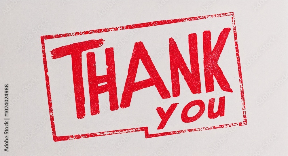 Thank you red stamp lettering on plain white background Stock ...