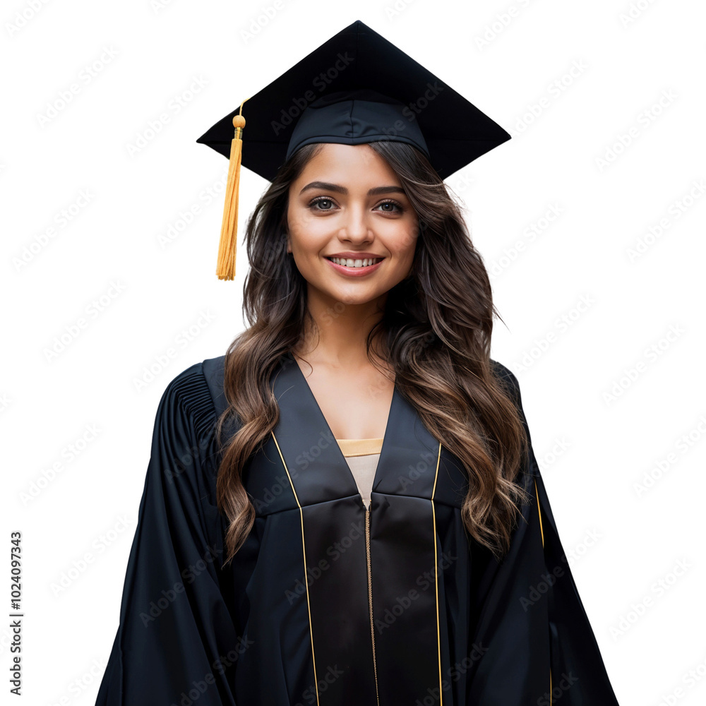 Portrait of a smiling young Indian female college student wearing a ...