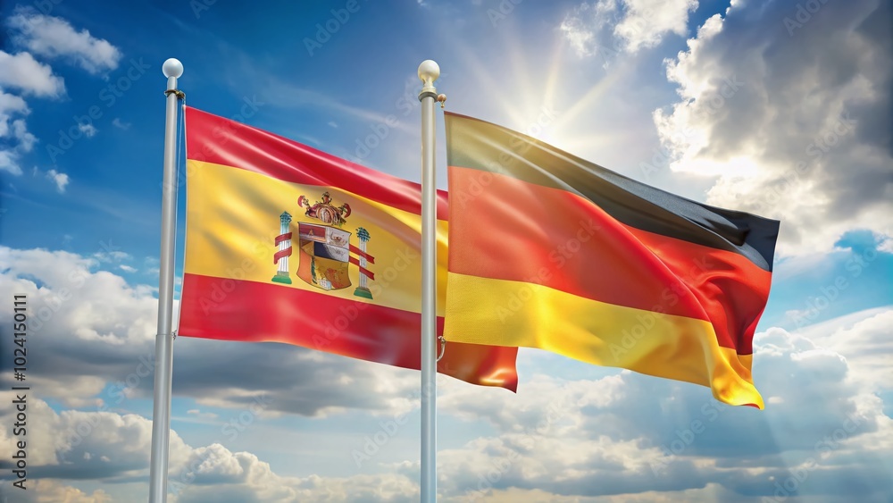 Spain vs Germany Flags Side by Side - Creative Stylish National Flags ...