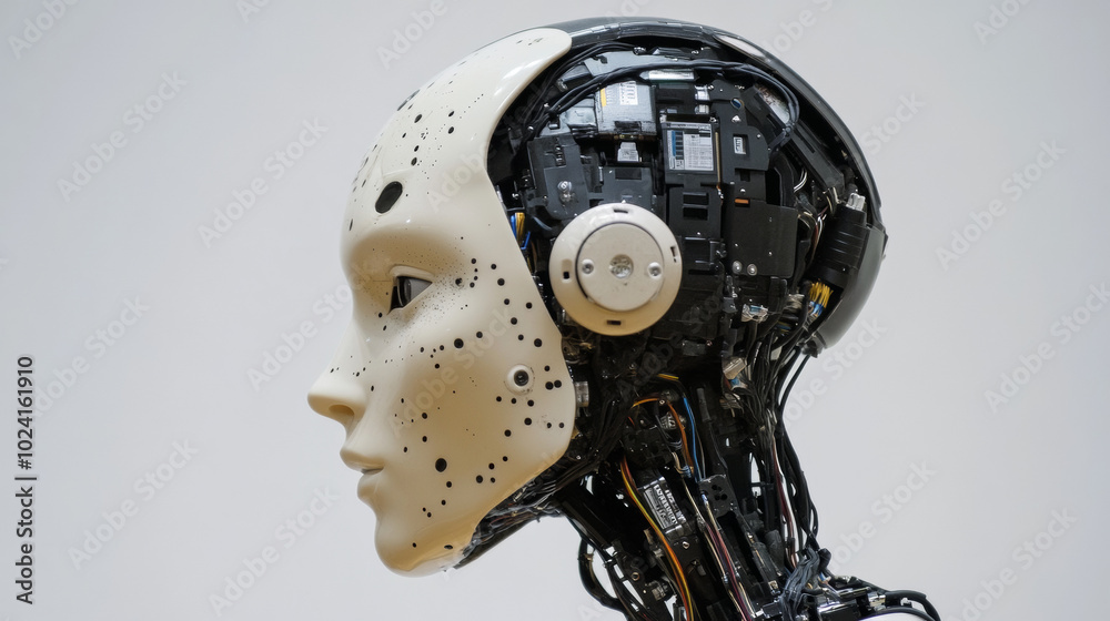 A robot is being programmed with artificial intelligence, showing how ...