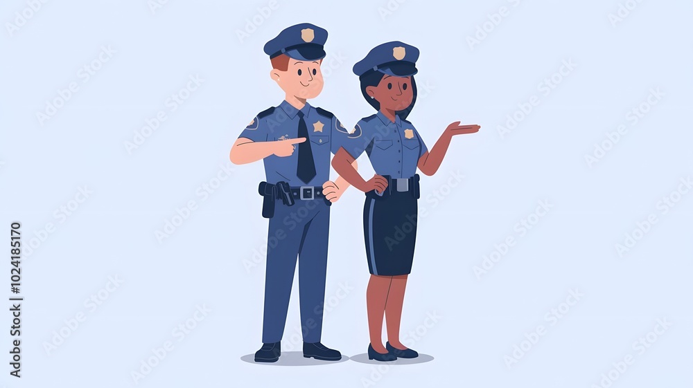 Police officers giving directions " cartoon illustration of a male and ...