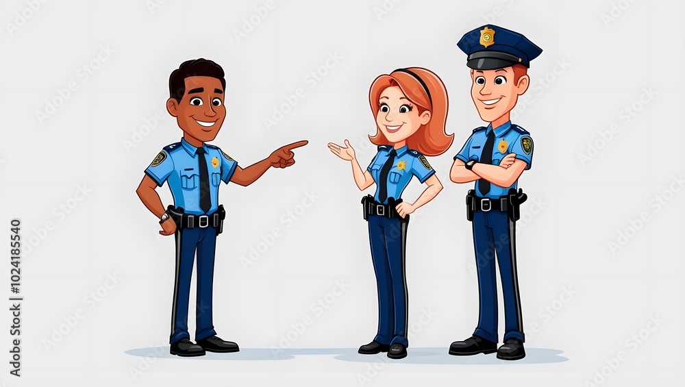 Police officers giving directions " cartoon illustration of a male and ...