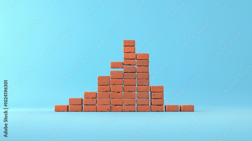 Building a Foundation: A minimalist and conceptual image depicting a brick wall construction in ...
