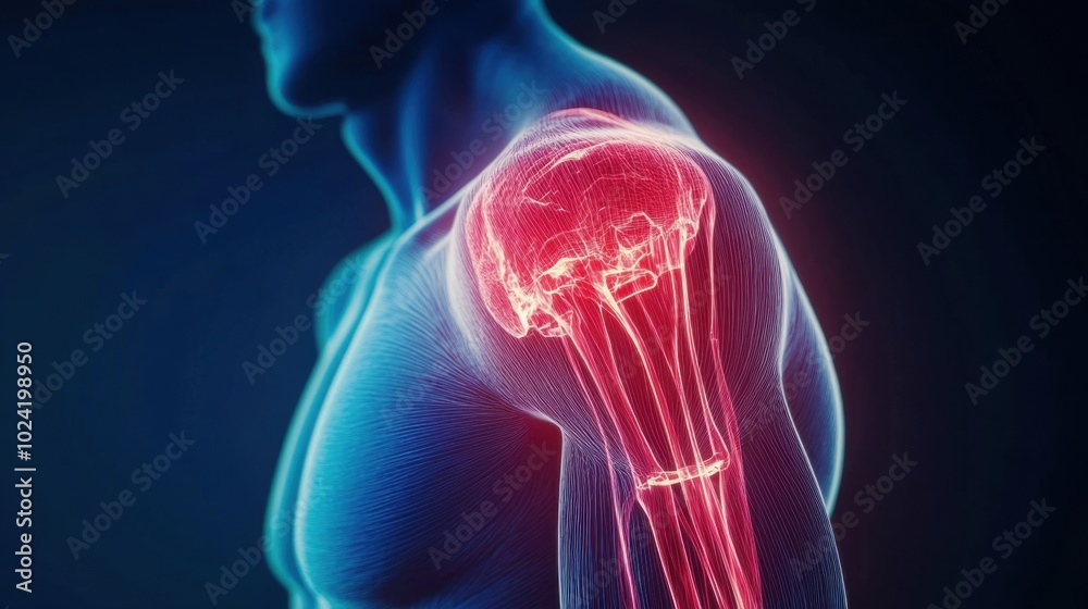 Realistic 3D visualization of a human shoulder with the rotator cuff ...