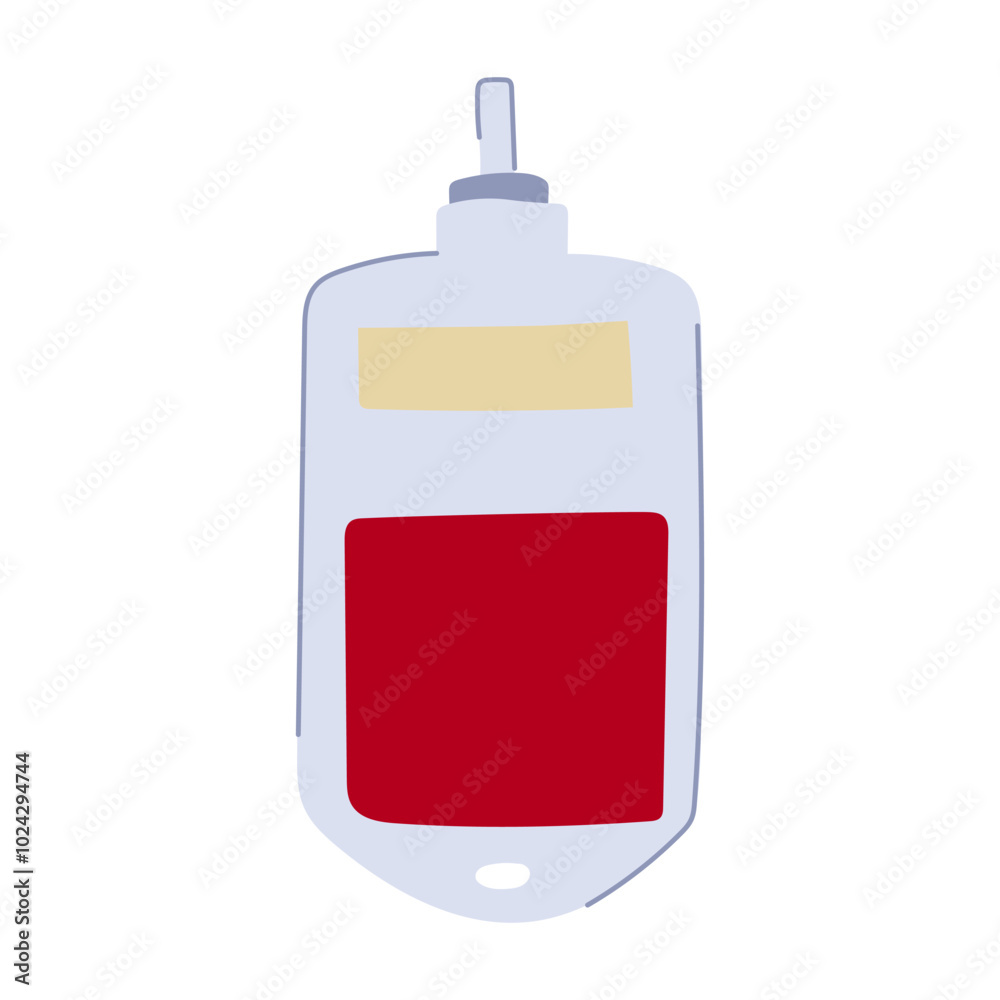 screening blood donor bag cartoon. safety needle, tubing anticoagulant ...