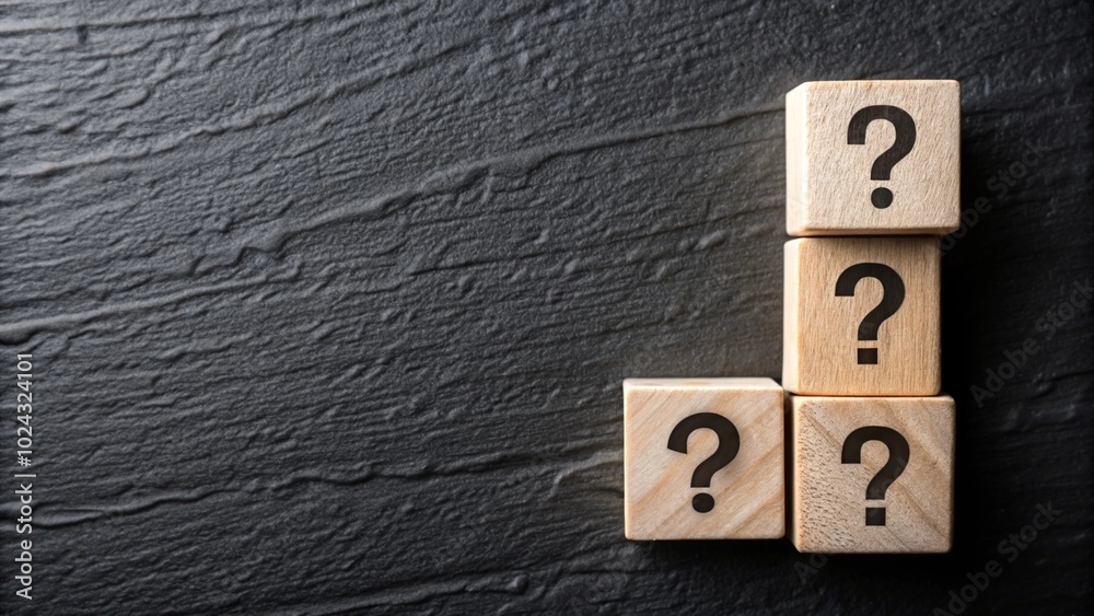 Wood question mark at black wall texture background for your ...