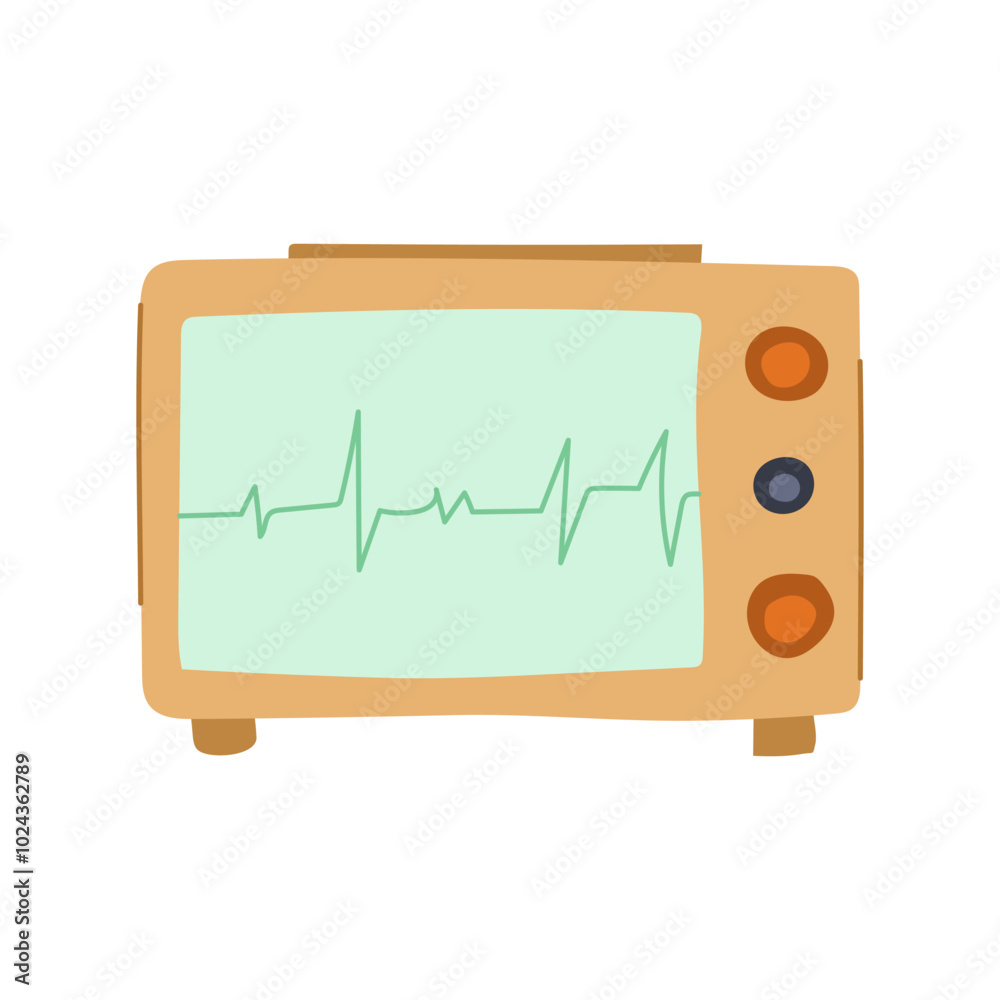 Vector de Stock ecg ekg monitor cartoon. herhythm cardiac, electrodes ...