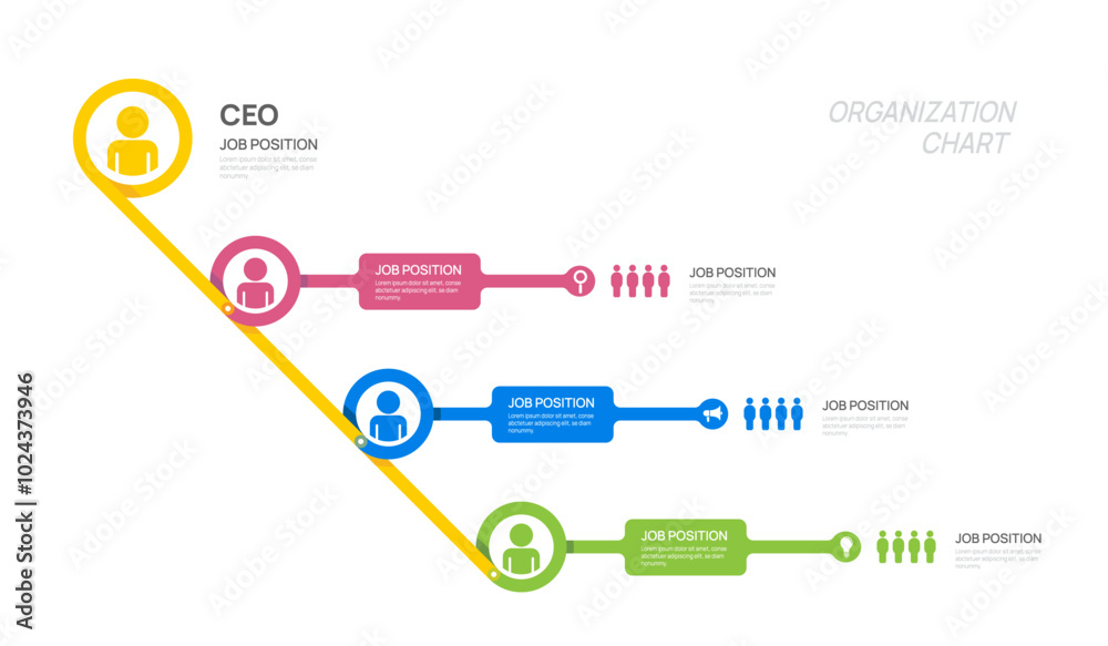 Infographic template for organization chart hierarchy with business ...