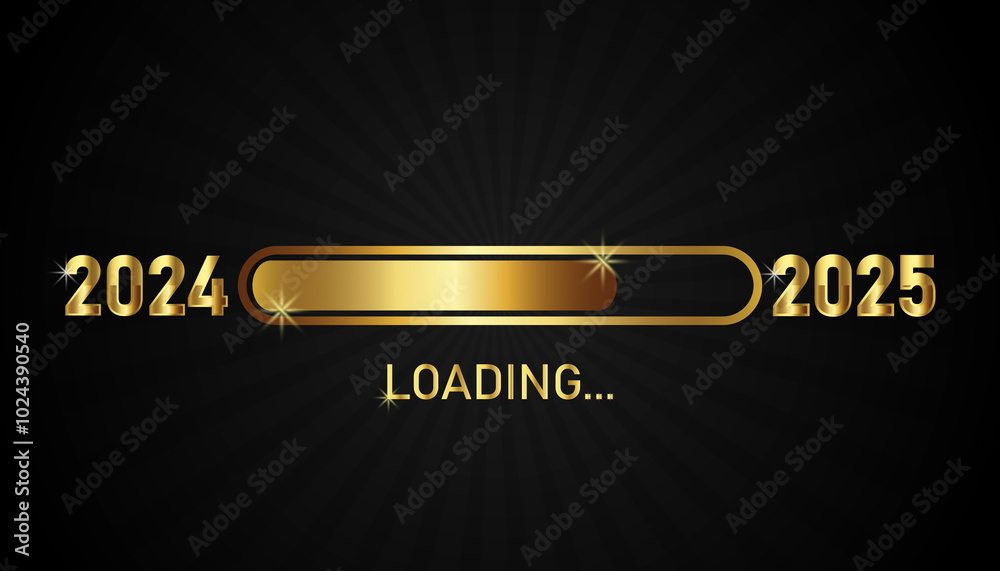Loading 2024 to 2025 progress bar. Year changing from 2024 to 2025. end ...