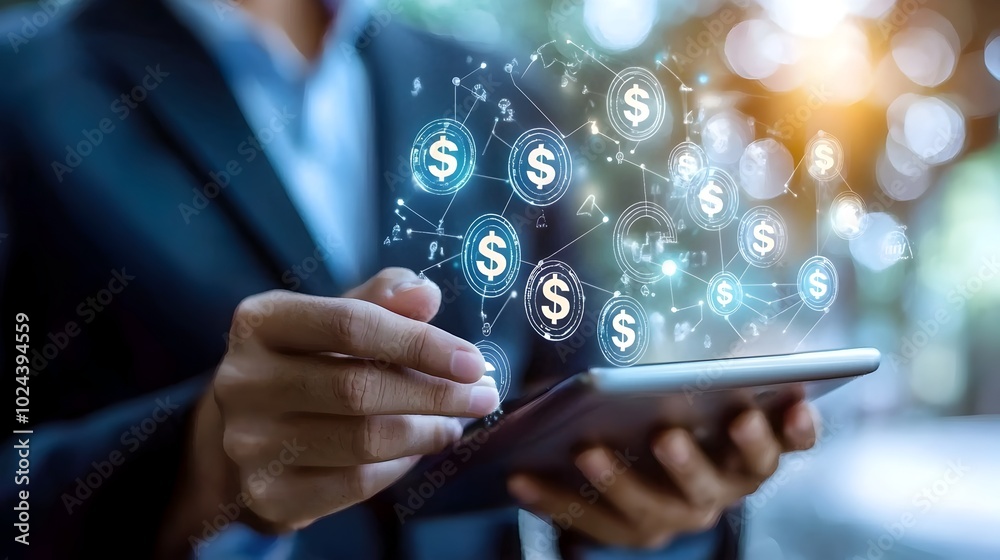 Fintech Symbols Floating in a Digital Interface Representing the Latest ...