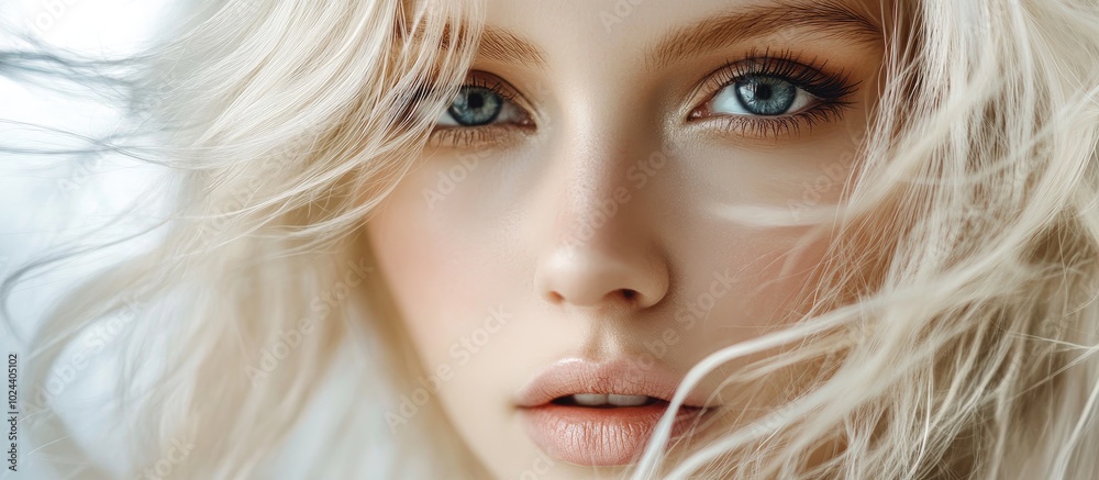 Blonde Woman Beautiful Portrait Cosmetic Concept Platinum Blond Hair ...
