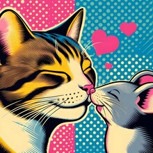 Cute Kissing Cartoon Mice Free Stock Photo - Public Domain Pictures