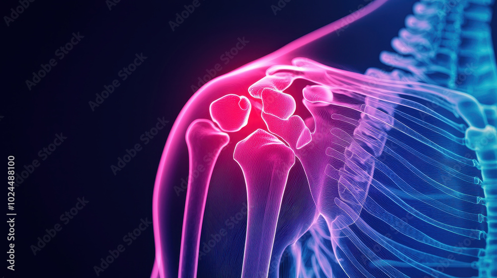 Anatomical illustration of shoulder joint, highlighting cartilage and ...
