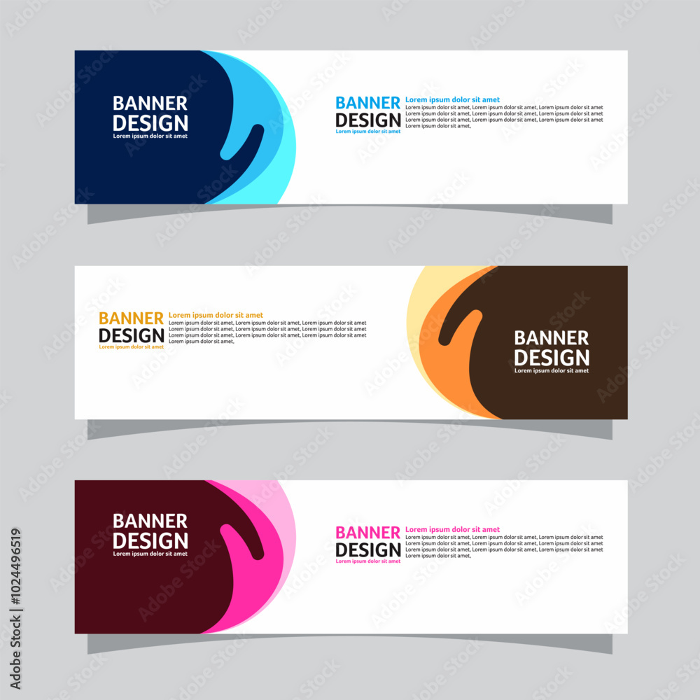 Vector set of landscape banner background design concept. Colorful ...