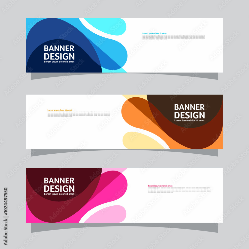 Vector set of landscape banner background design concept. Colorful ...