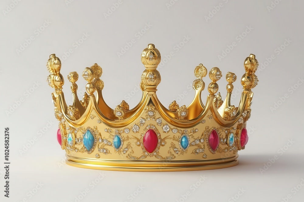 3D king crown illustrations isolated on white background Stock Photo ...