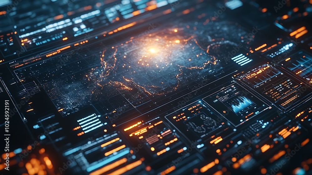 A close-up of meteorologists reviewing satellite images of global ...