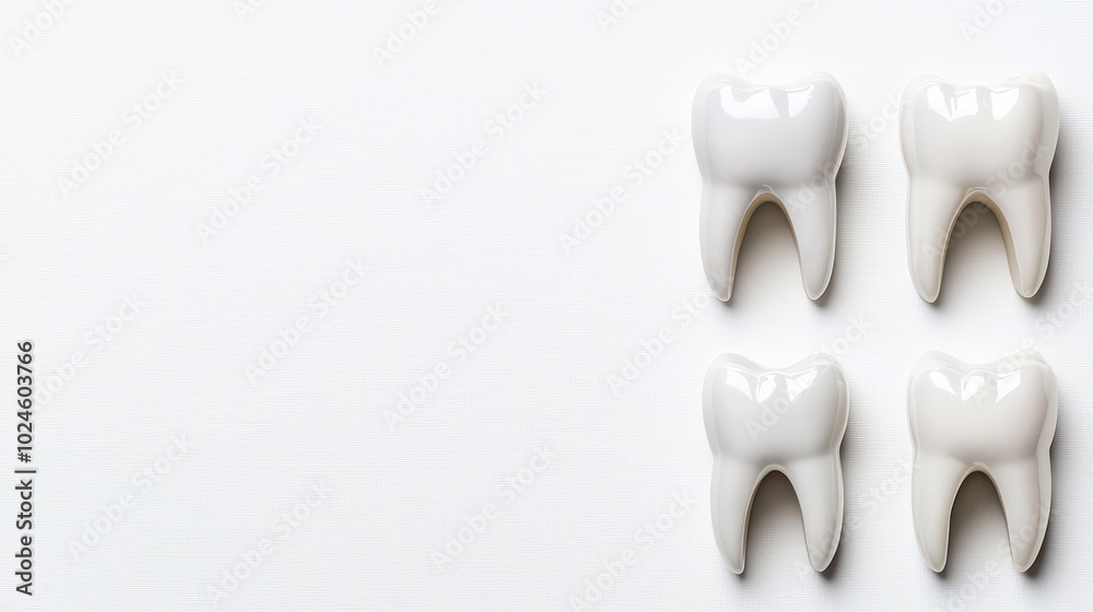 Ilustración de Stock Four white dental teeth models on a clean white ...