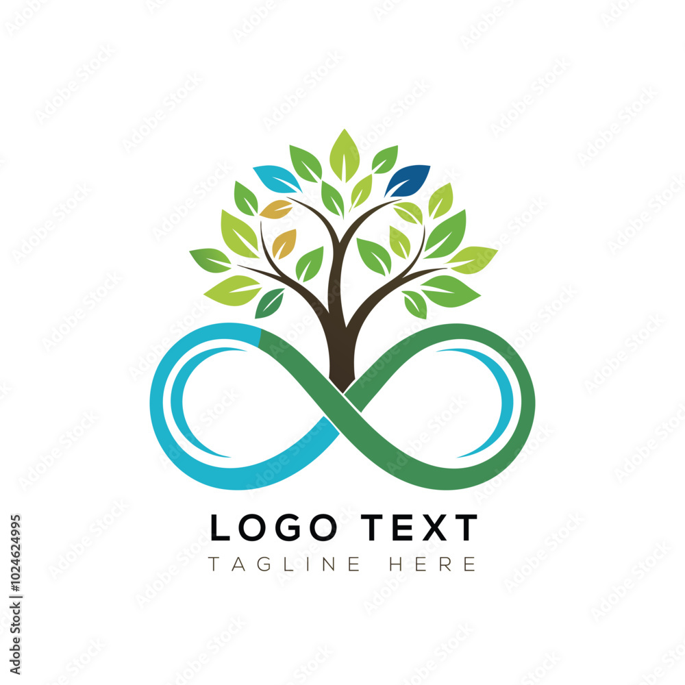 Infinity Tree Logo design Stock Vector | Adobe Stock