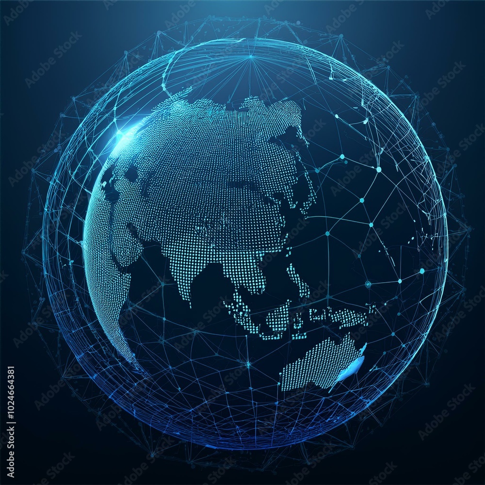 Earth globe low poly art illustration. 3d polygonal planet. Outer space ...