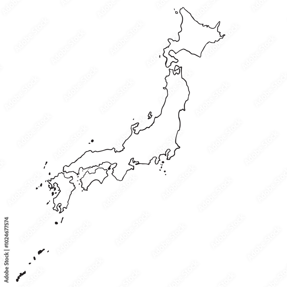 Japan map country map asia island icons symbols background geography ...
