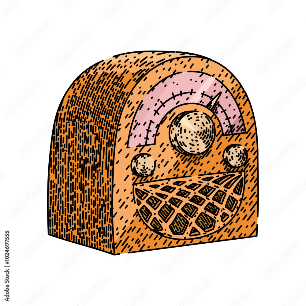 tuner retro radio hand drawn. broadcast transistor, dial antenna ...