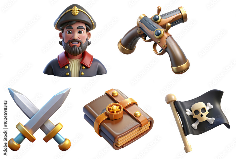 3d render set of Blackbeard Collection isolated on transparent ...
