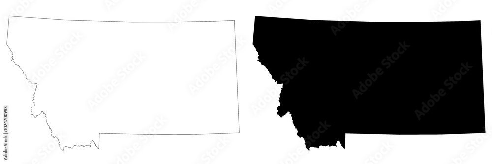 Montana administrative map, Montana outline and counties state map set ...