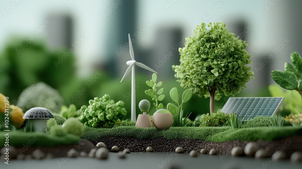 Inspirational climate change mitigation scene for green transition ...