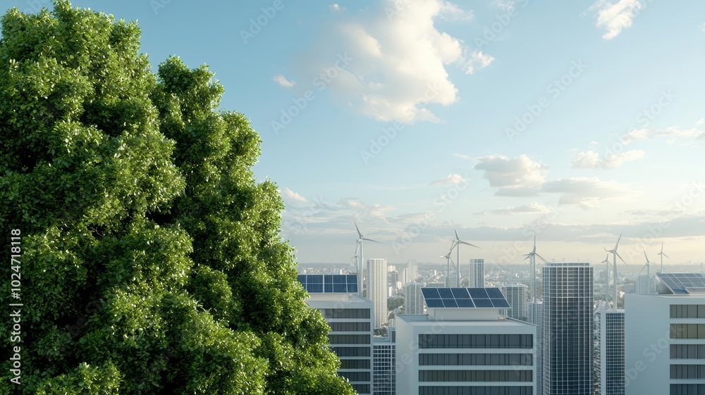 Inspirational climate change mitigation scene for green transition ...