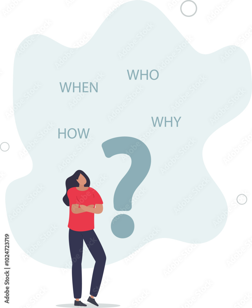 Vector de Stock 5w1h asking questions for solution to solve problem, thinking process or ...