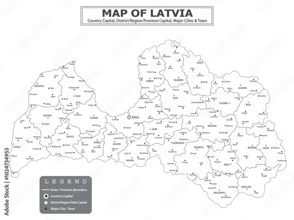 European Country Geography Political map. Political map of country with ...