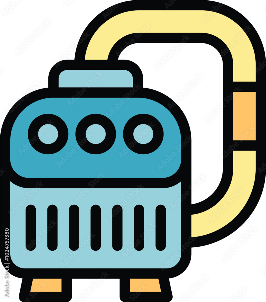 Cartoon icon of electric heater warming room with heating element for ...