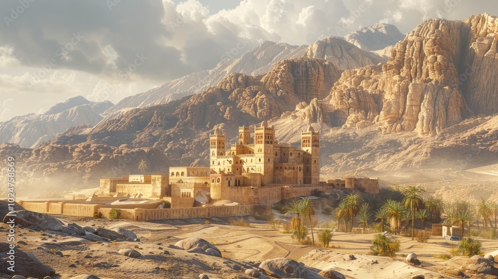 Charming Middle Eastern village with traditional and sandstone ...