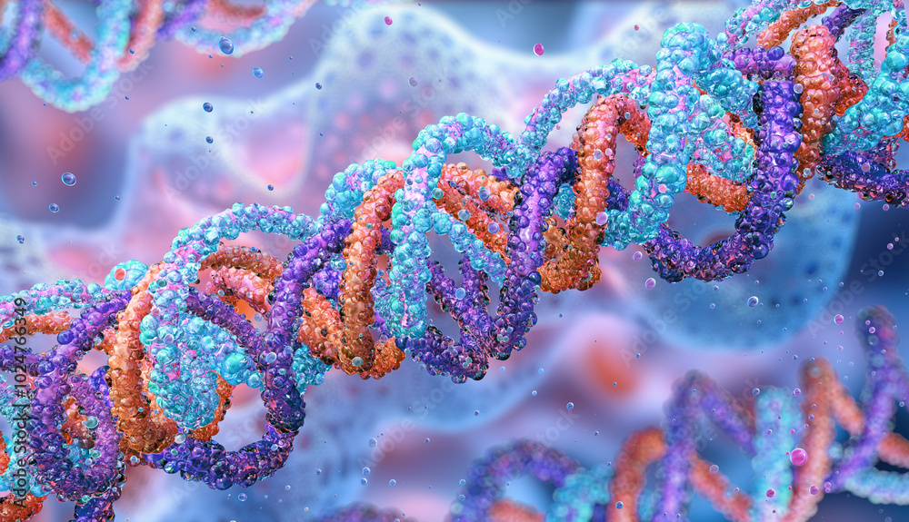 Collagen molecule, skin protein triple-helical structure. Amino acids ...