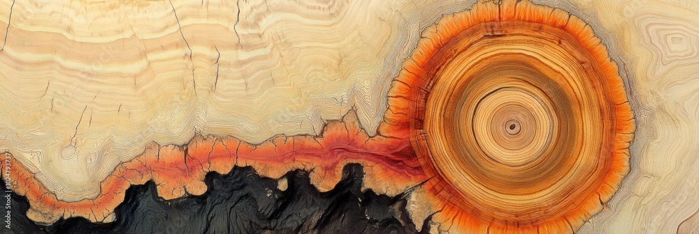 Tree Trunk Cross-Section Revealing Annual Growth Rings and Vascular ...