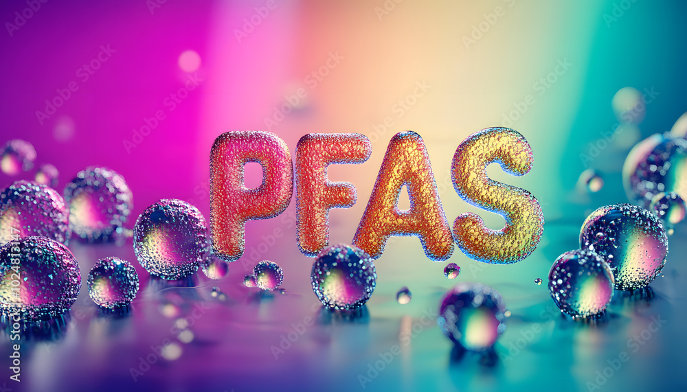 PFAS Acronym Formed By Water Bubbles On A Colorful Background ...