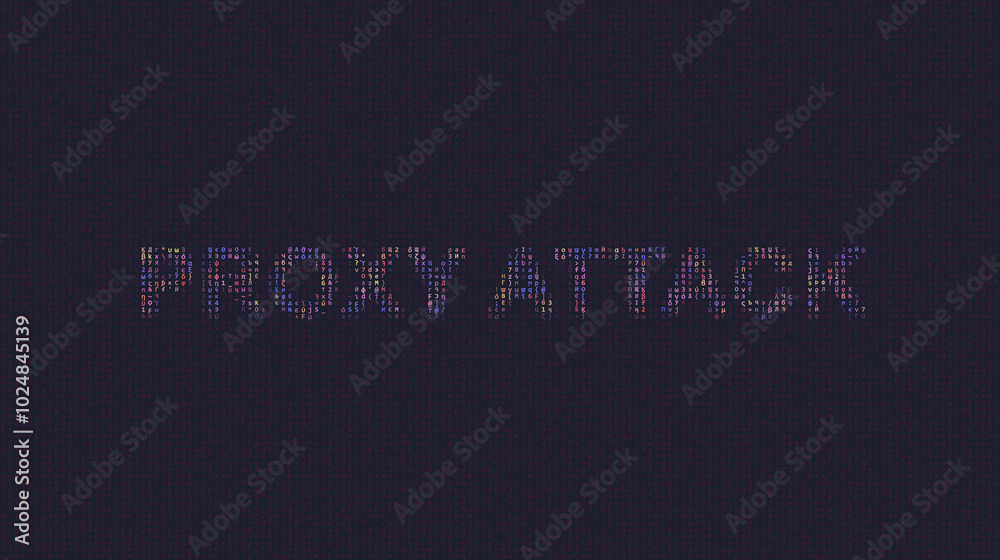 Cybersecurity concept proxy attack on foreground screen, ASCII style in ...