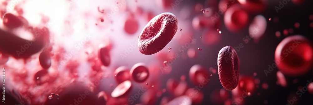 Dynamic flow of red blood cells in a vein, showcasing their movement ...