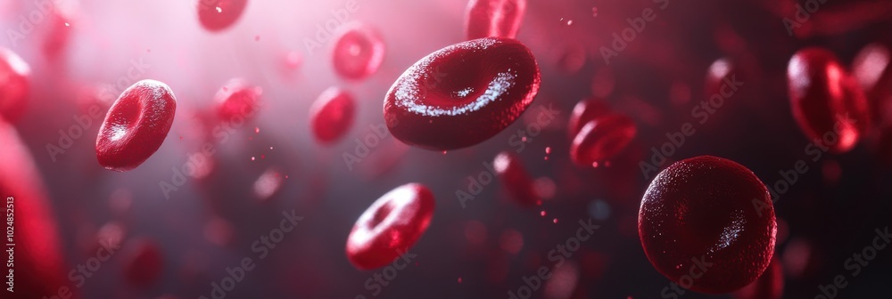Dynamic flow of red blood cells in a vein, highlighting the intricate ...
