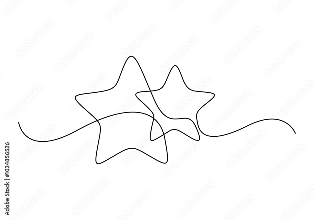 Hand draw doodle stars in one continuous line arts style vector, Star ...
