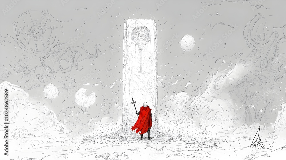 Mythical Sword in the Misty Stone A Fantasy Depicting the Legendary ...