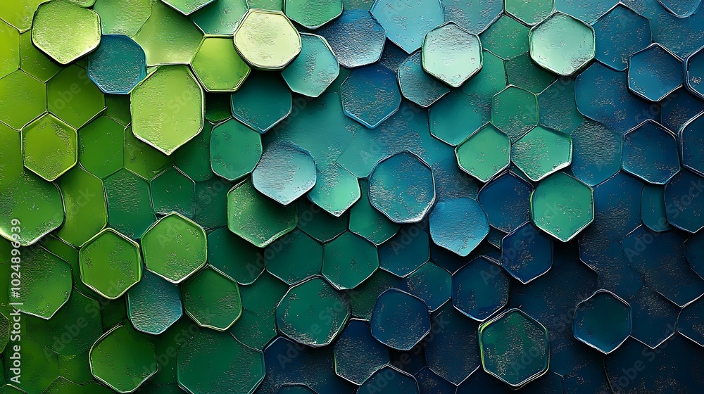 A vector design of repeating hexagonal shapes in varying sizes ...